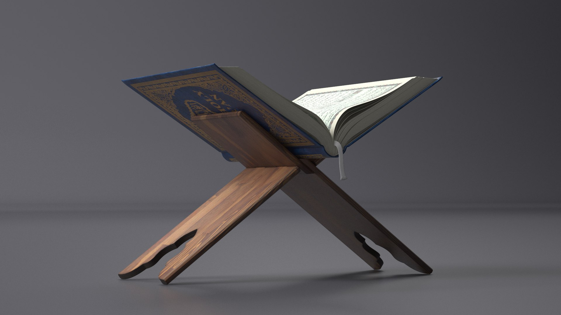 Holy Quran On Stand Blue Open 3D - TurboSquid 2268634