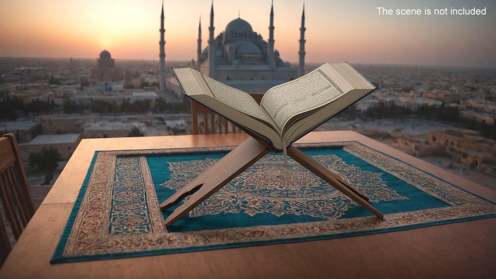 Holy Quran On Stand Blue Open 3D - TurboSquid 2268634