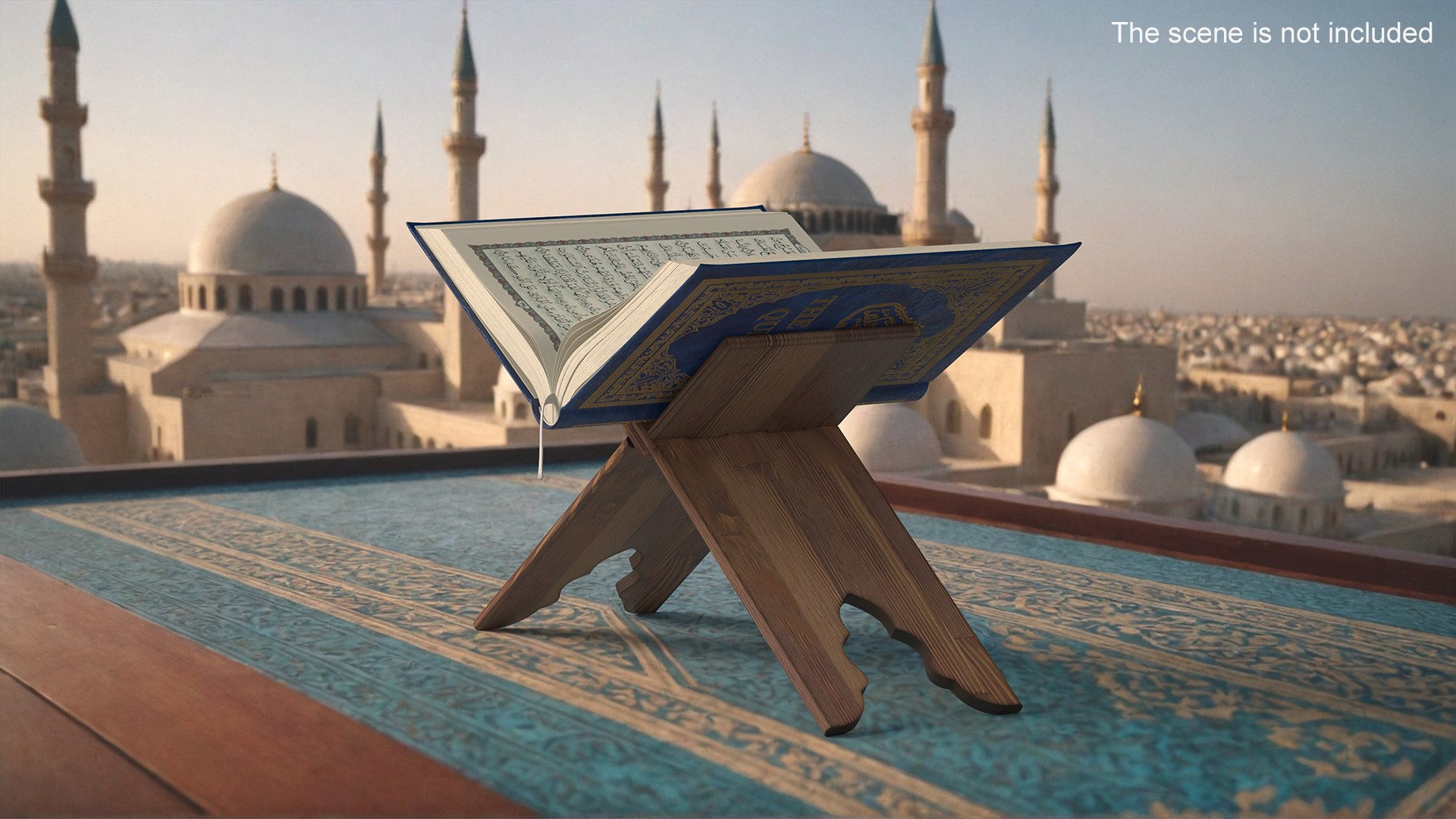 Holy Quran On Stand Blue Open 3D - TurboSquid 2268634