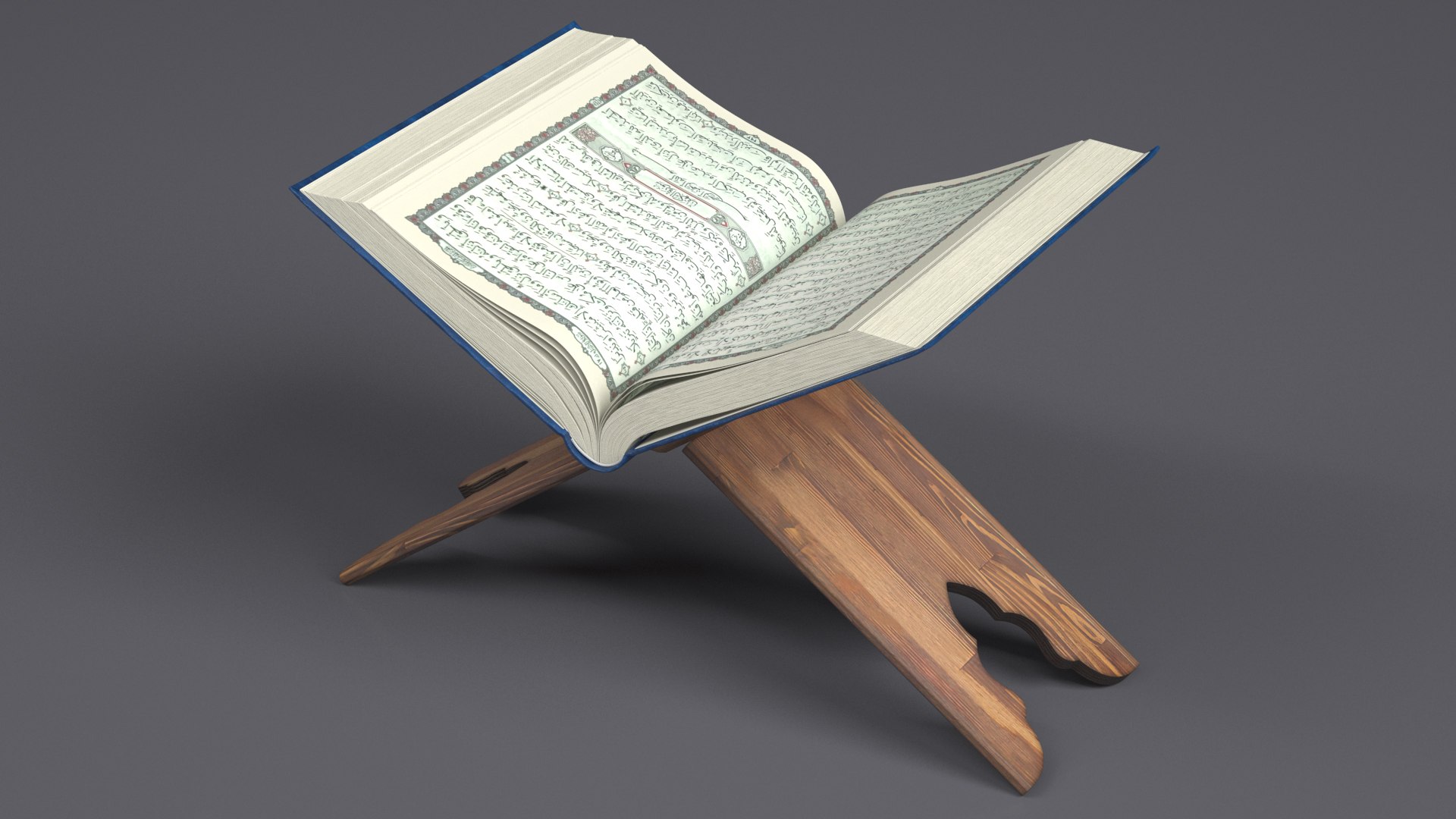 Holy Quran On Stand Blue Open 3D - TurboSquid 2268634