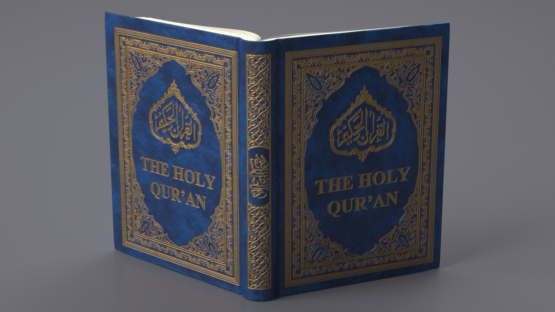 Holy Quran On Stand Blue Open 3D - TurboSquid 2268634