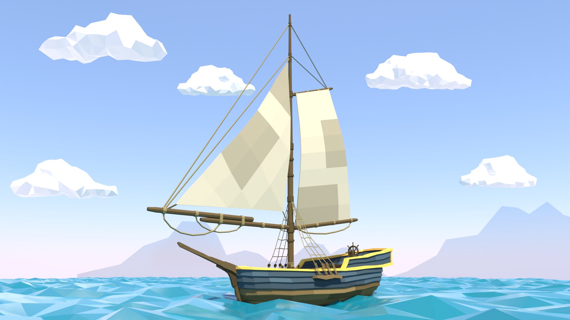 modelo 3d Ship Low Poly 3D model gratis - TurboSquid 2015662