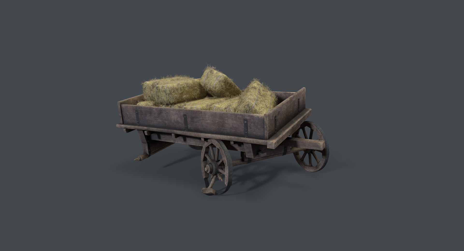 Ready Broken Cart Haystacks 3D Model - TurboSquid 1373237