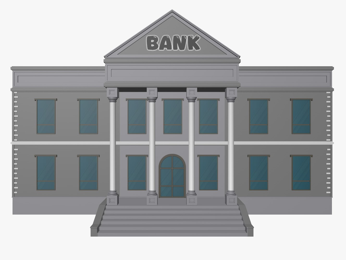 3D Cartoon Bank - TurboSquid 2224796