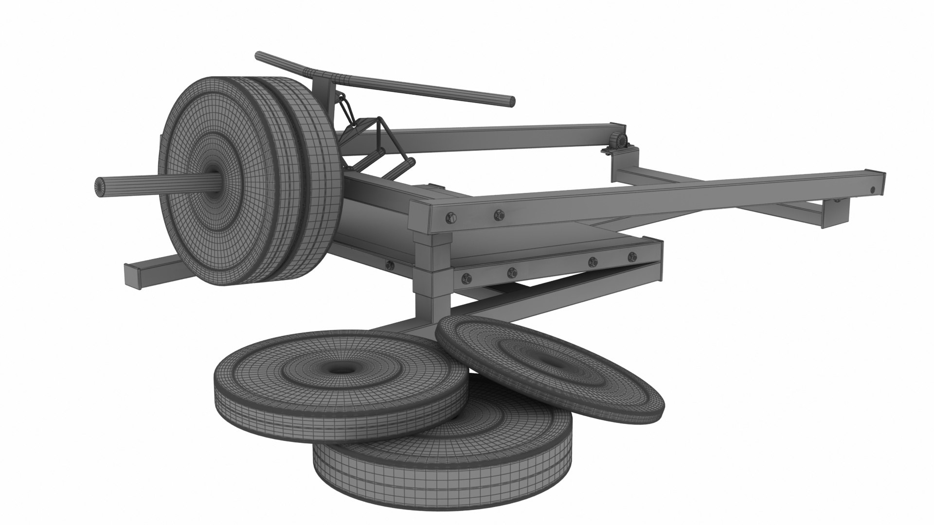 GYM T-Bar With Barbells 3D Model - TurboSquid 1928048