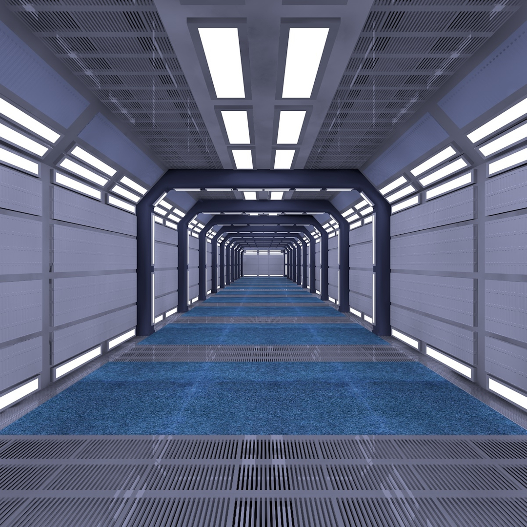 3d Sci-fi Corridor Scene Model