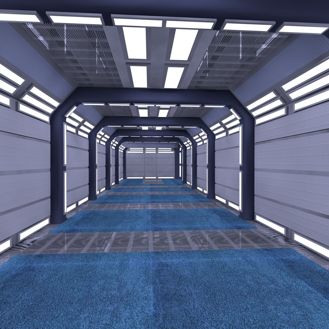 3d Sci-fi Corridor Scene Model