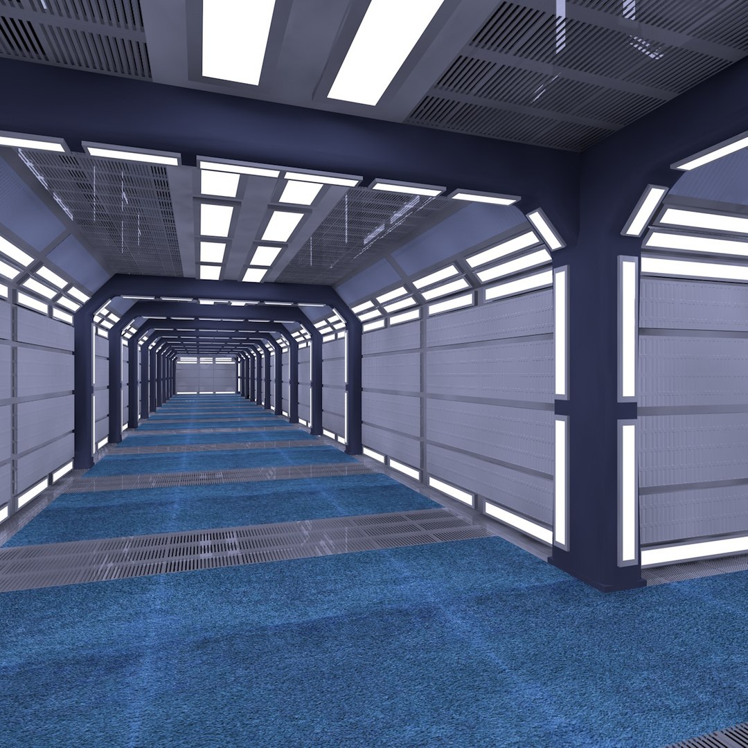 3d Sci-fi Corridor Scene Model