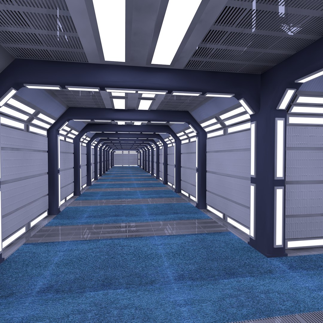 3d Sci-fi Corridor Scene Model
