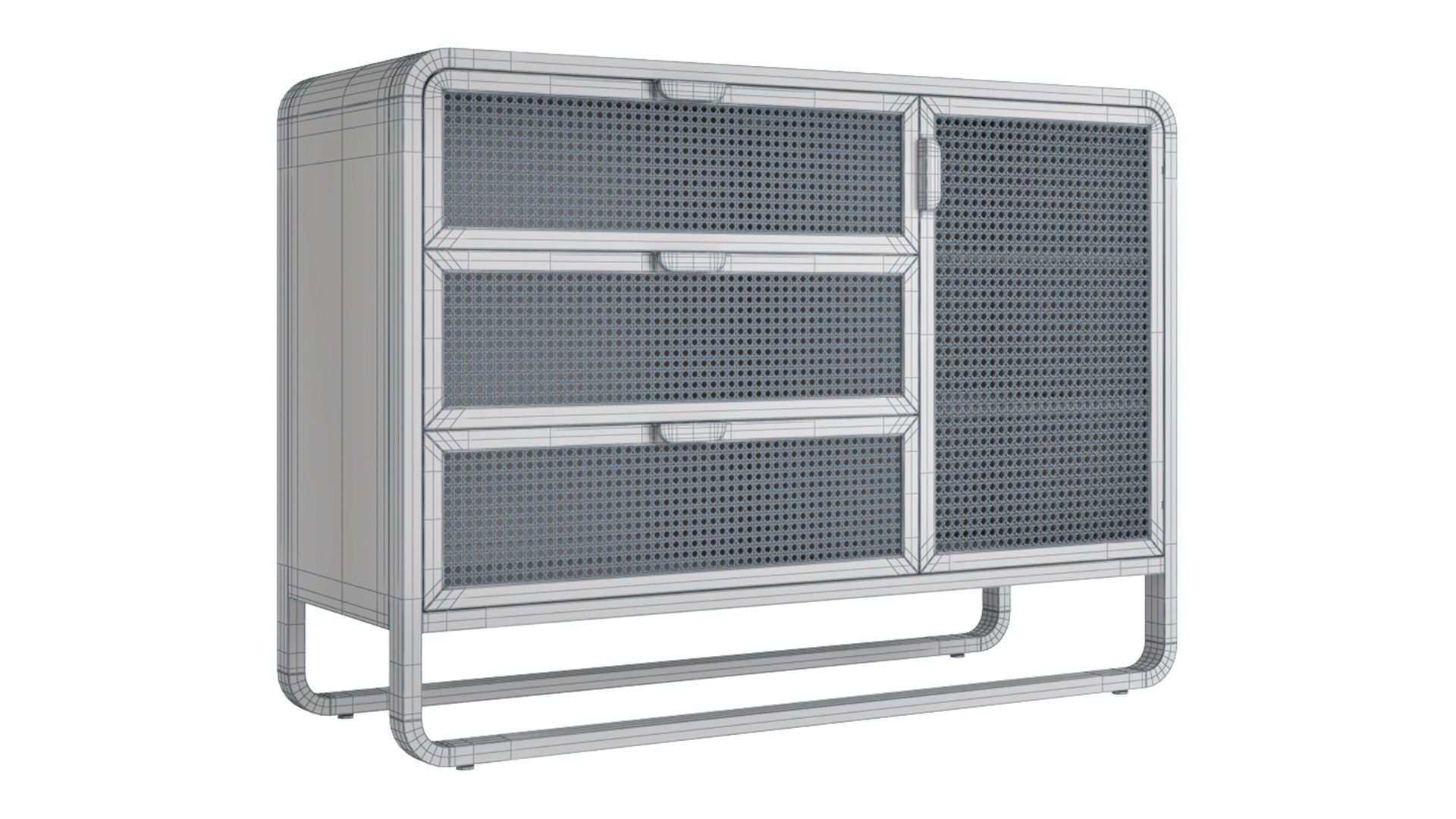 3D Crate And Barrel Anaise Cane 3 Drawer Chest Model - TurboSquid 2204600