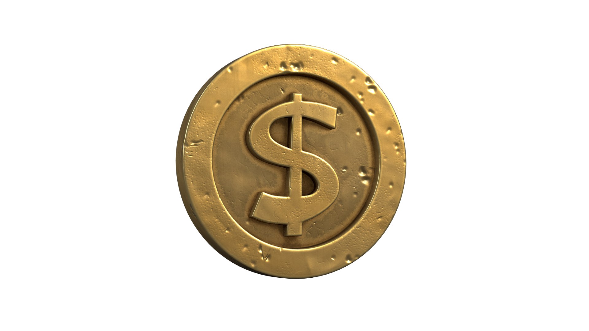 Cartoon Dollar Gold Coin 3D Model - TurboSquid 2171479