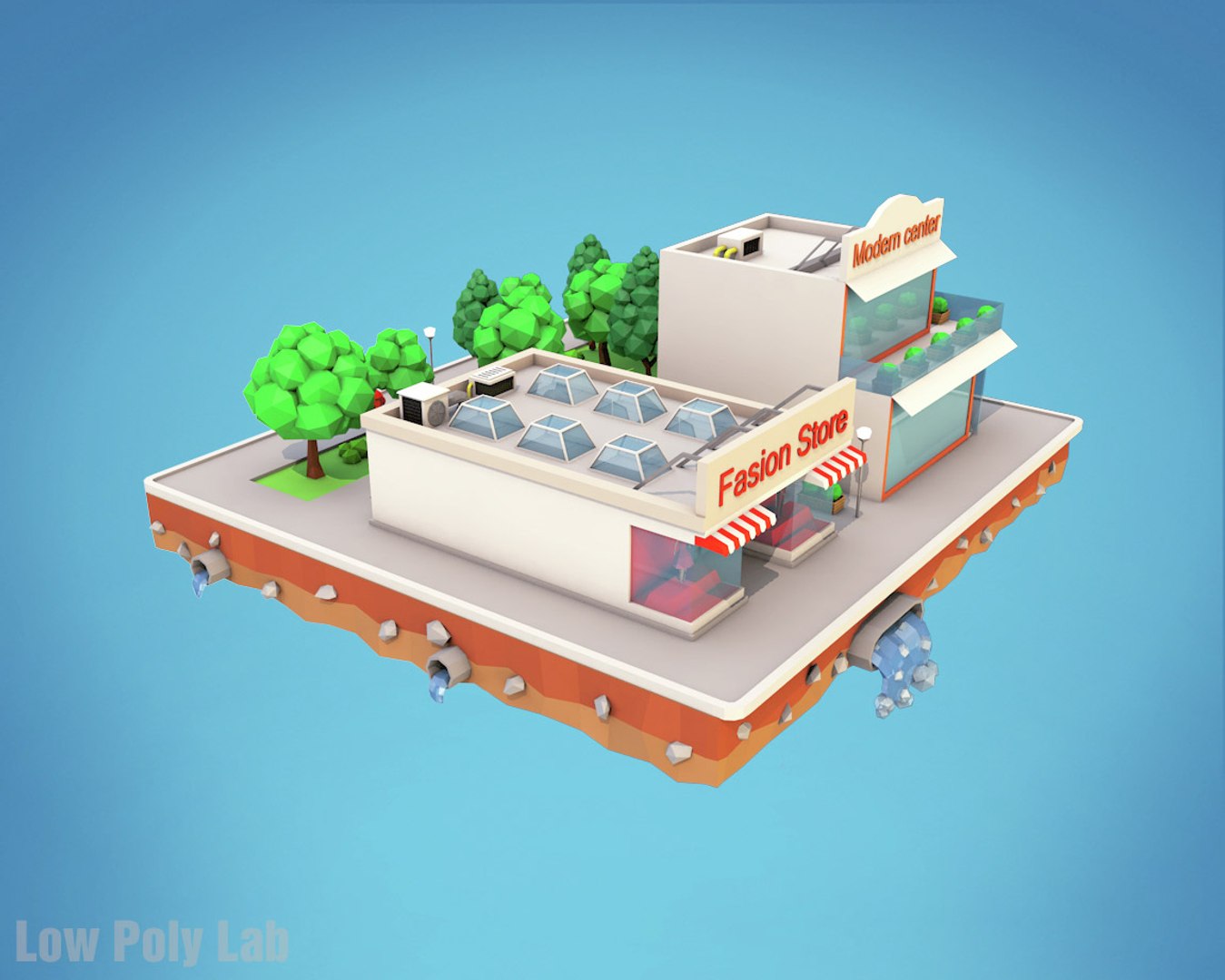 3D City Block Fashion Stores Model - TurboSquid 1157578