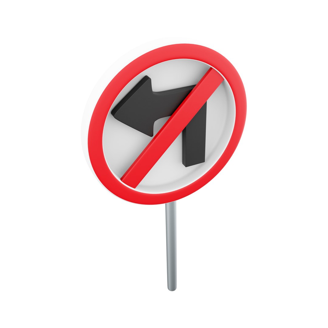 Do Not Turn Left Traffic Sign 3D Model - TurboSquid 2018057