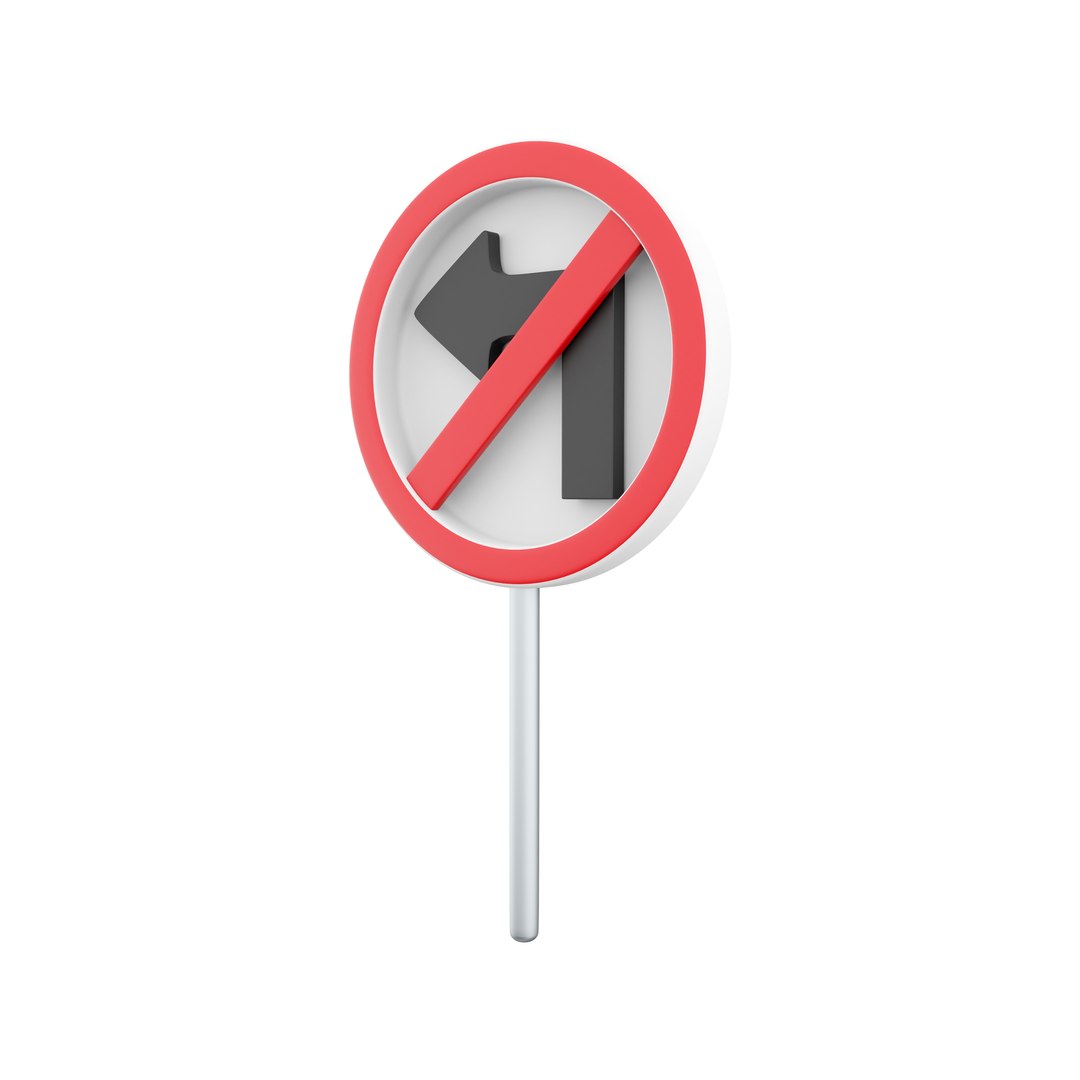 Do Not Turn Left Traffic Sign 3D Model - TurboSquid 2018057