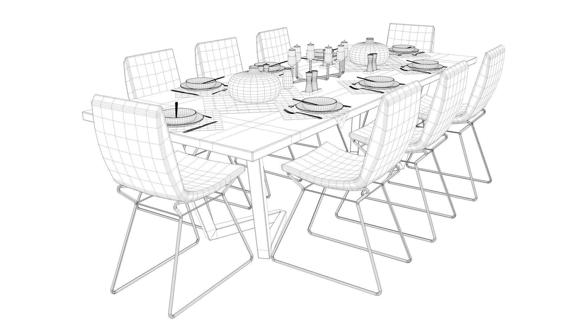 Dining Table Set 04 model - TurboSquid 2021889