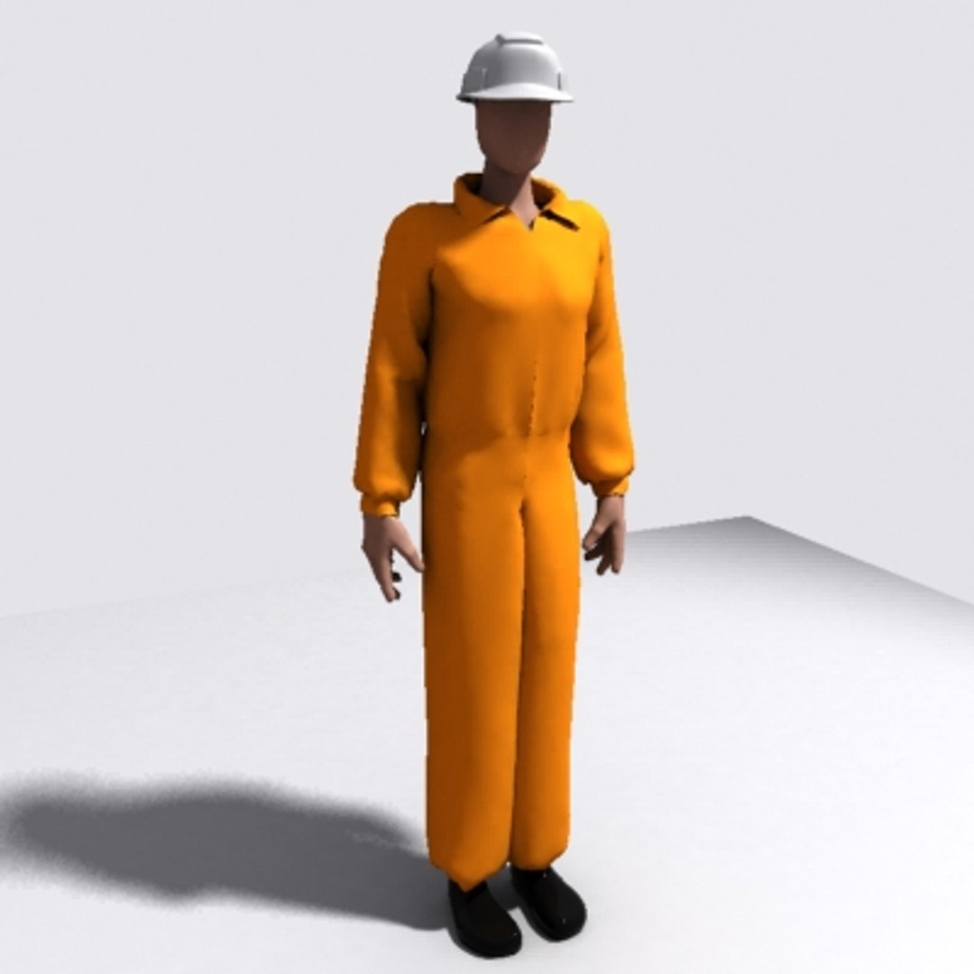 rigged character worker 3d model