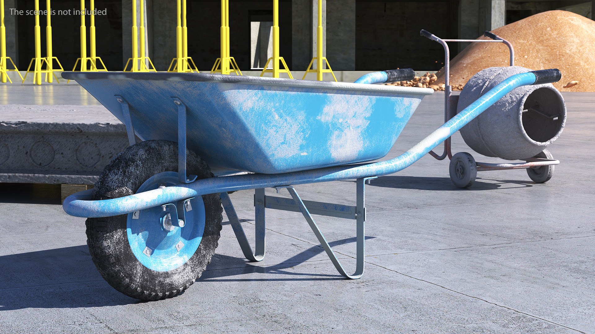 3D Construction Wheelbarrow Full of Cement Blue - TurboSquid 2169044