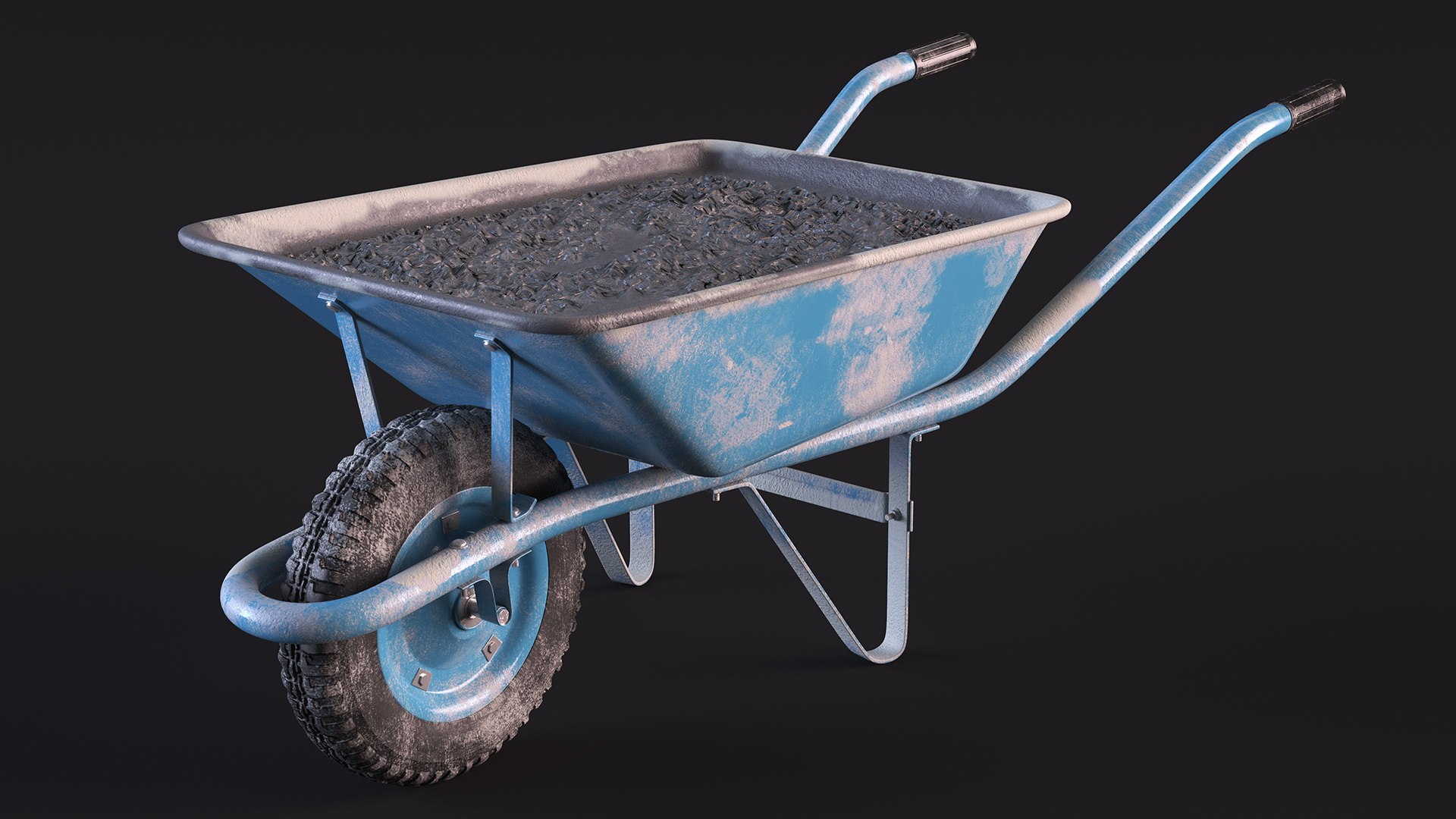 3D Construction Wheelbarrow Full of Cement Blue - TurboSquid 2169044