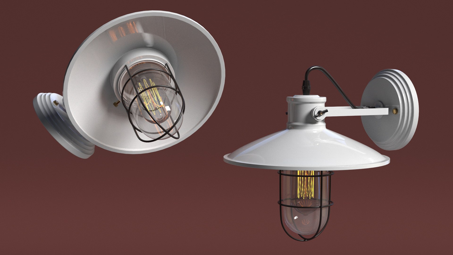 3D Model Wall Mounted Light With Glass Cover White - TurboSquid 2513464