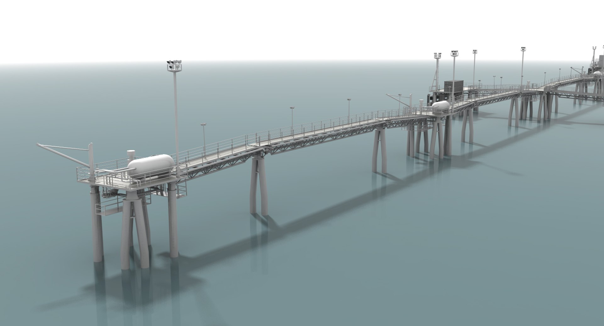 3d Offshore Jetty Oil Fields Model