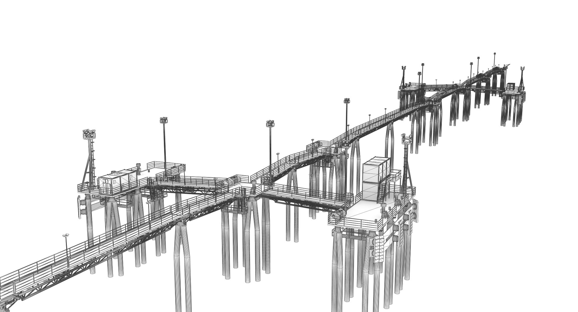 3d Offshore Jetty Oil Fields Model