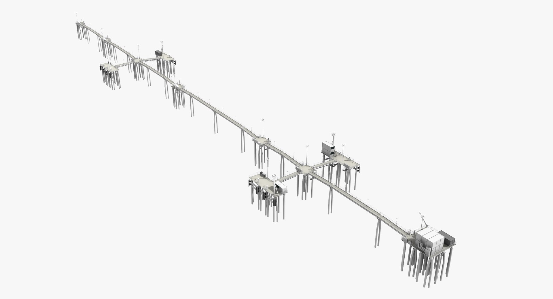 3d Offshore Jetty Oil Fields Model