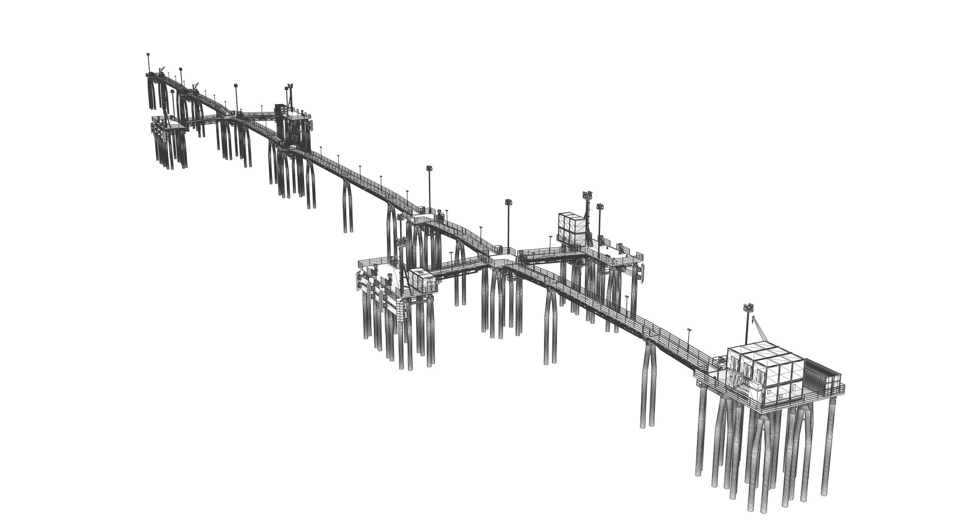 3d Offshore Jetty Oil Fields Model