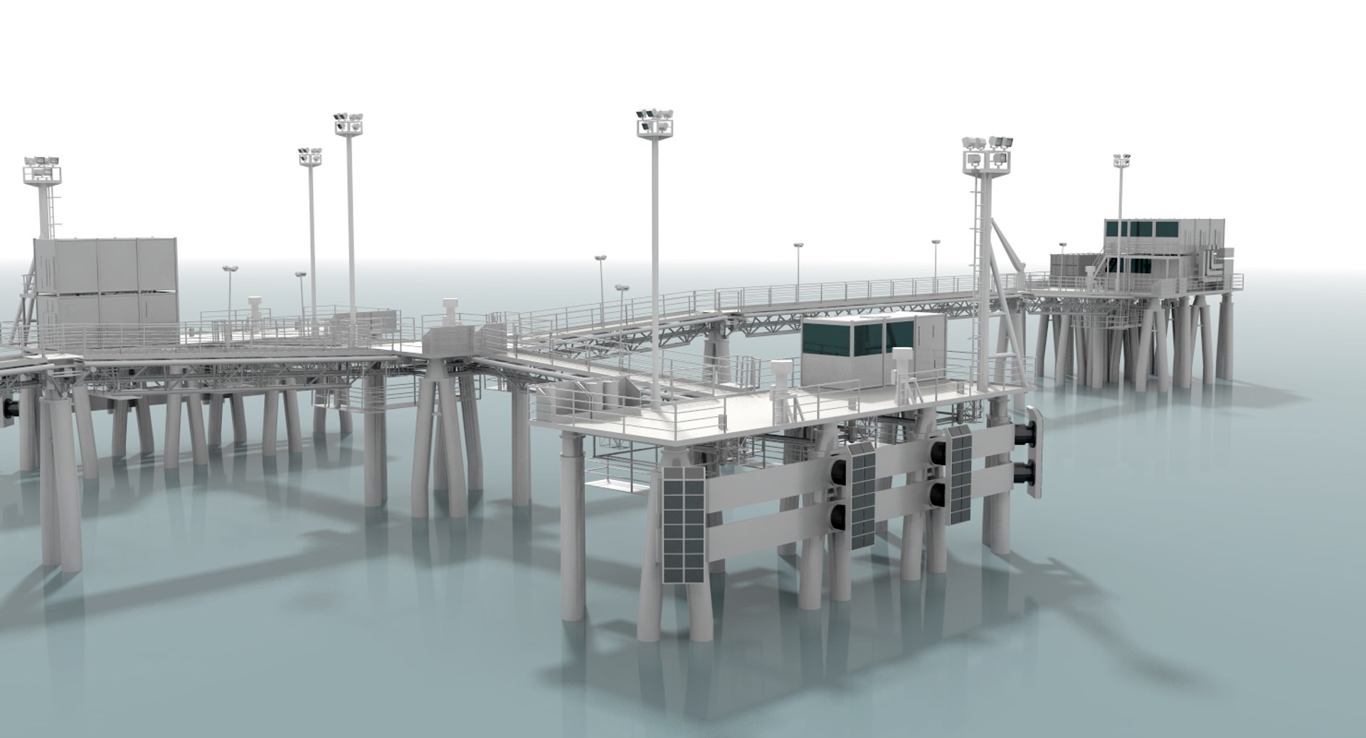 3d Offshore Jetty Oil Fields Model