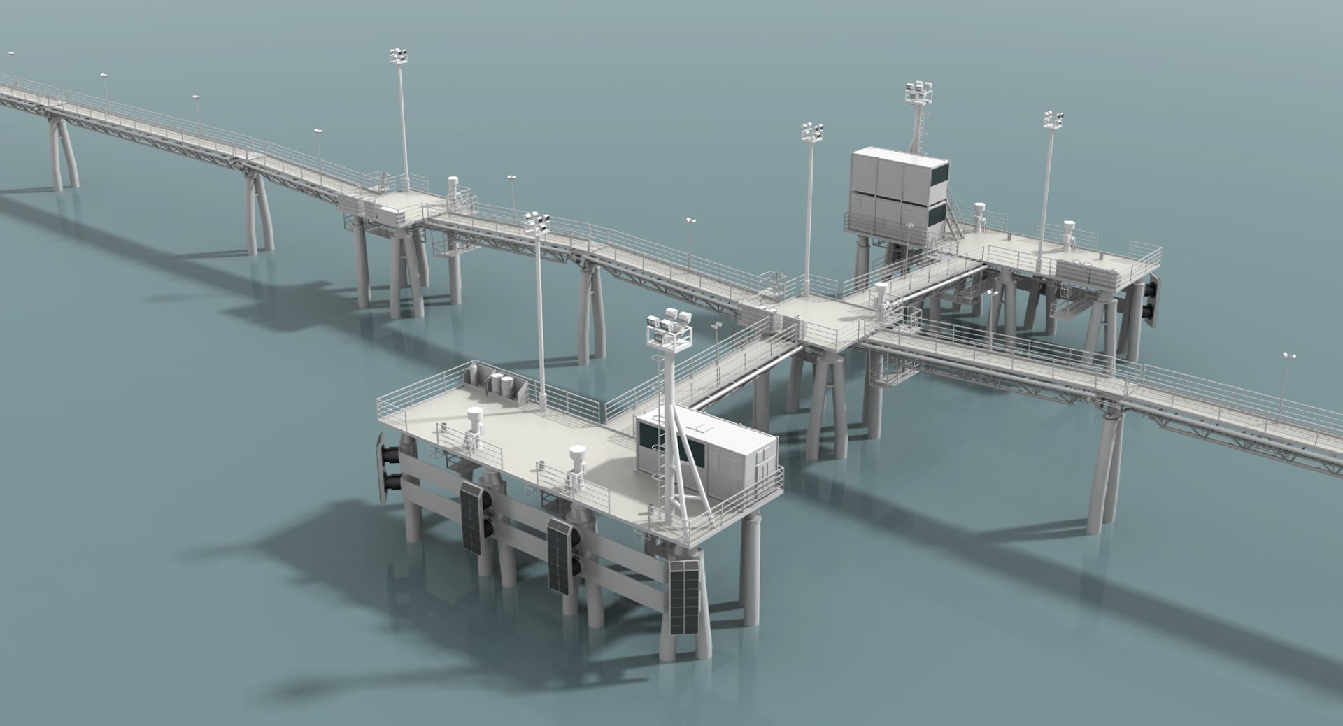 3d Offshore Jetty Oil Fields Model