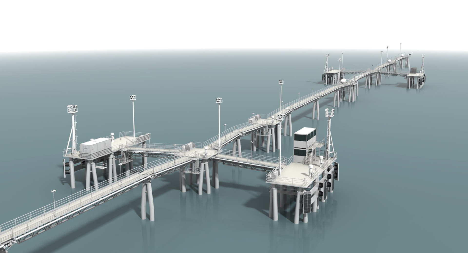 3d Offshore Jetty Oil Fields Model