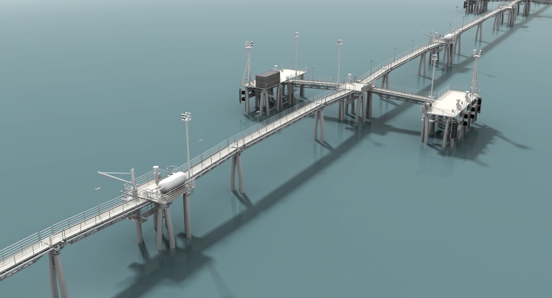 3d Offshore Jetty Oil Fields Model