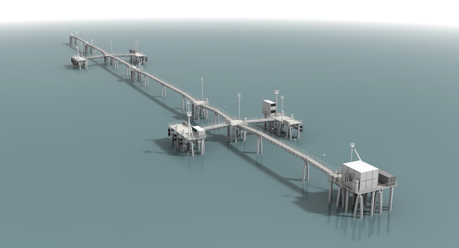 3d Offshore Jetty Oil Fields Model