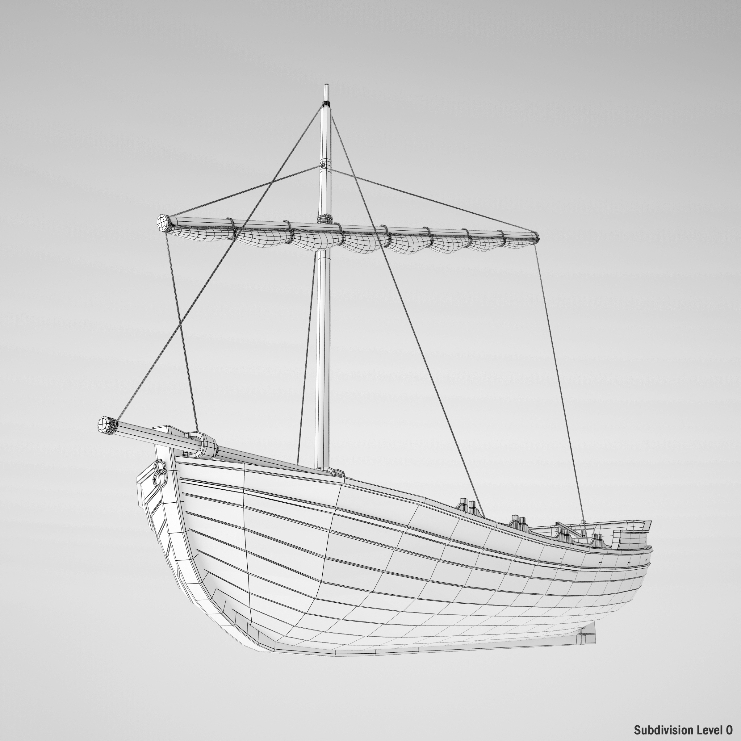 medieval sailing boat 3d model