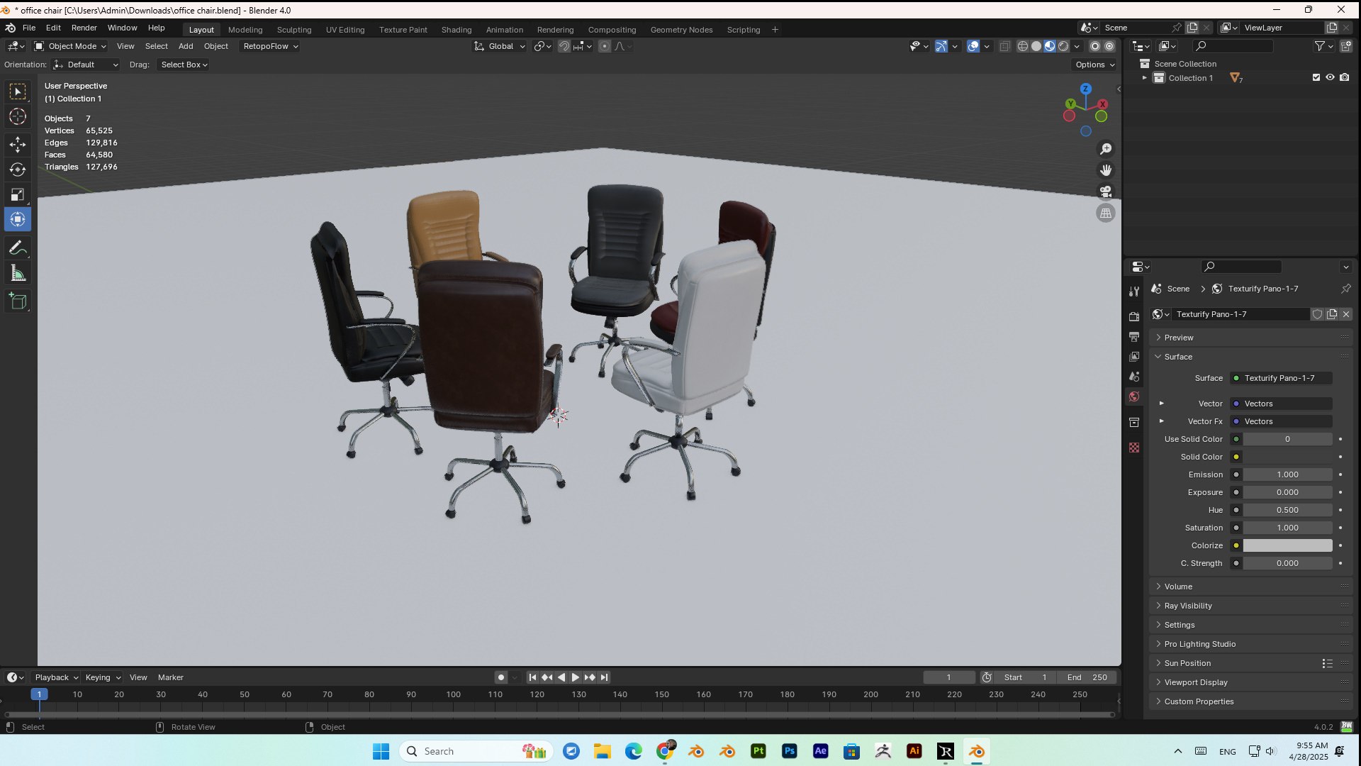 3D Model Office Chair Pack PBR 4k Low-poly - TurboSquid 2399203