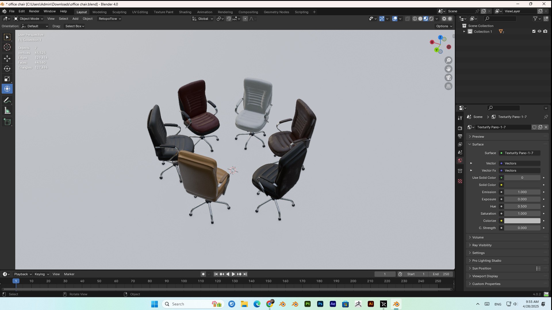 3D Model Office Chair Pack PBR 4k Low-poly - TurboSquid 2399203