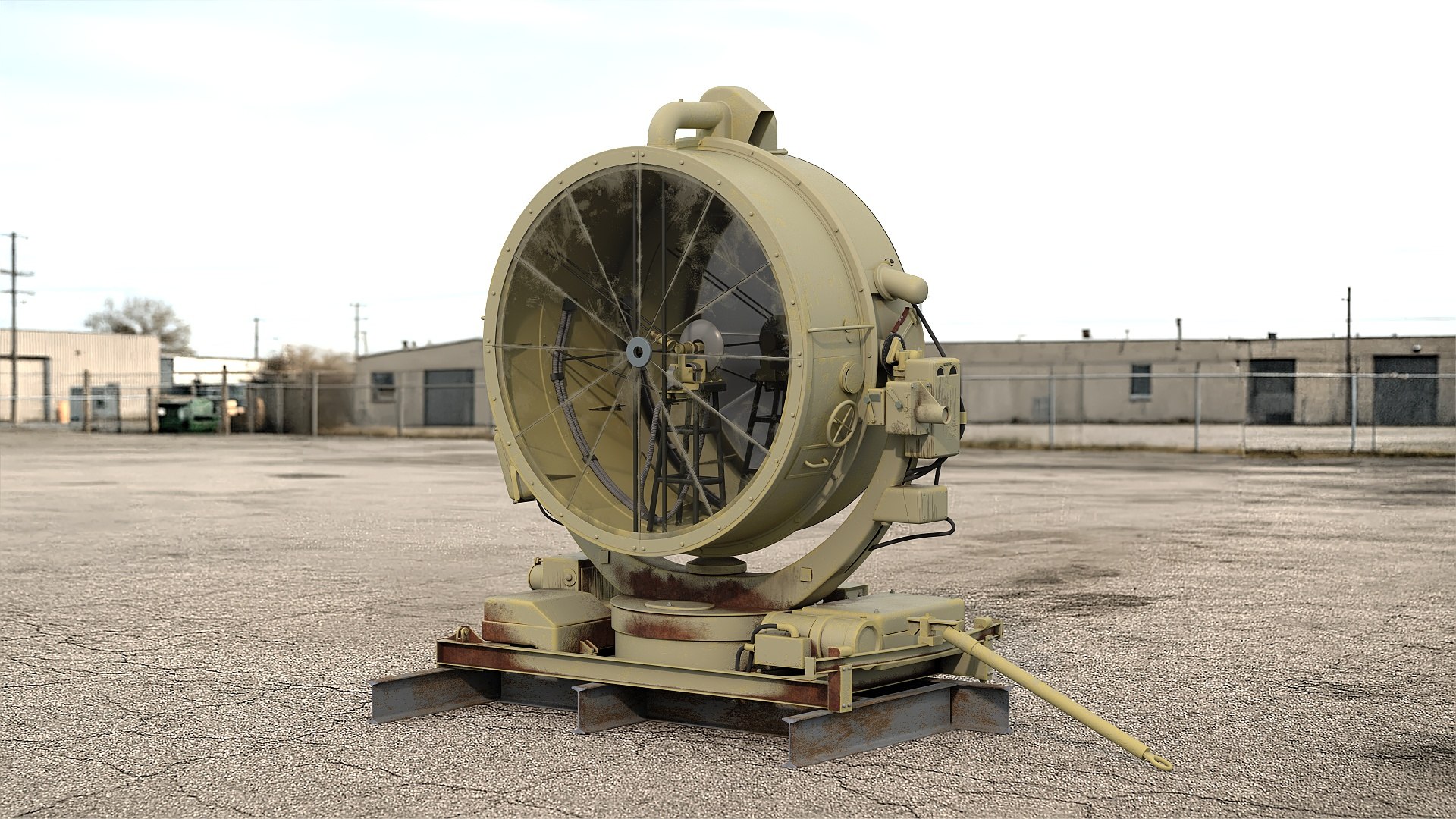 Heavy Duty Anti Aircraft Searchlight Beige Old On Beams 3D Model ...