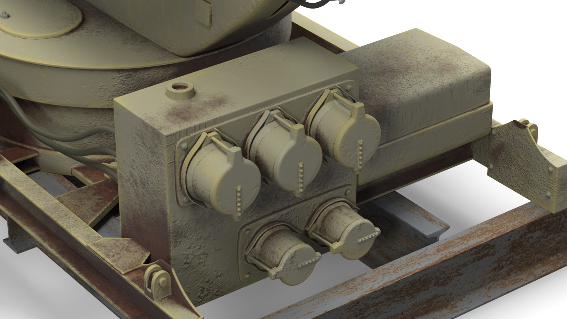 Heavy Duty Anti Aircraft Searchlight Beige Old On Beams 3D Model ...