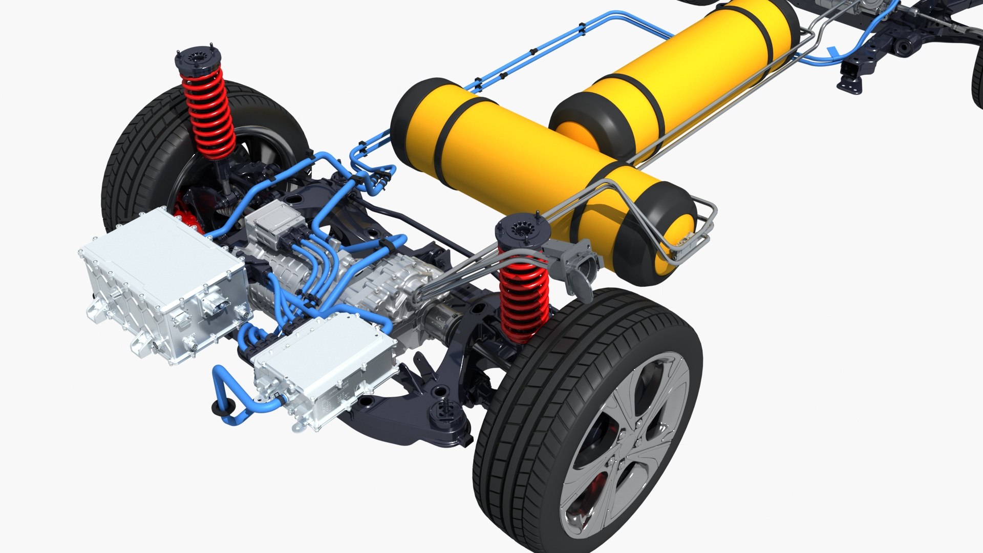 Electric Car Chassis X-Ray and Hydrogen Car Chassis X-Ray 3D ...