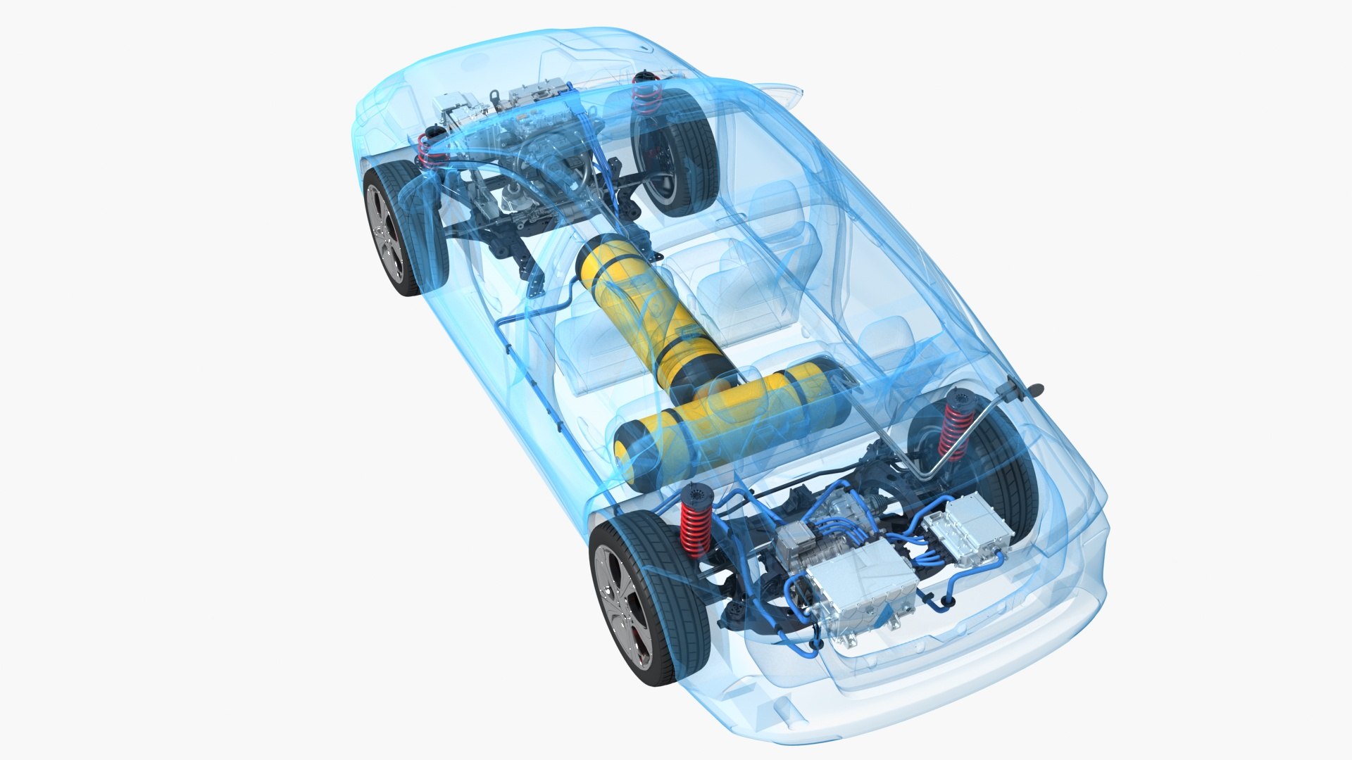 Electric Car Chassis X-Ray and Hydrogen Car Chassis X-Ray 3D ...