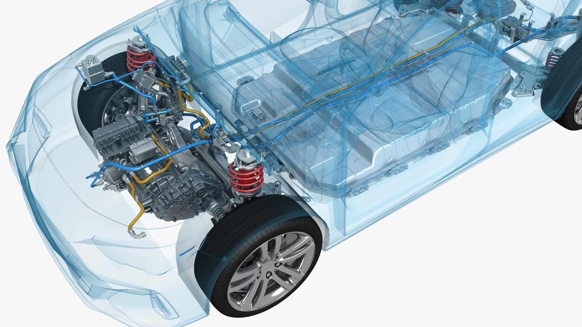 Electric Car Chassis X-Ray and Hydrogen Car Chassis X-Ray 3D ...