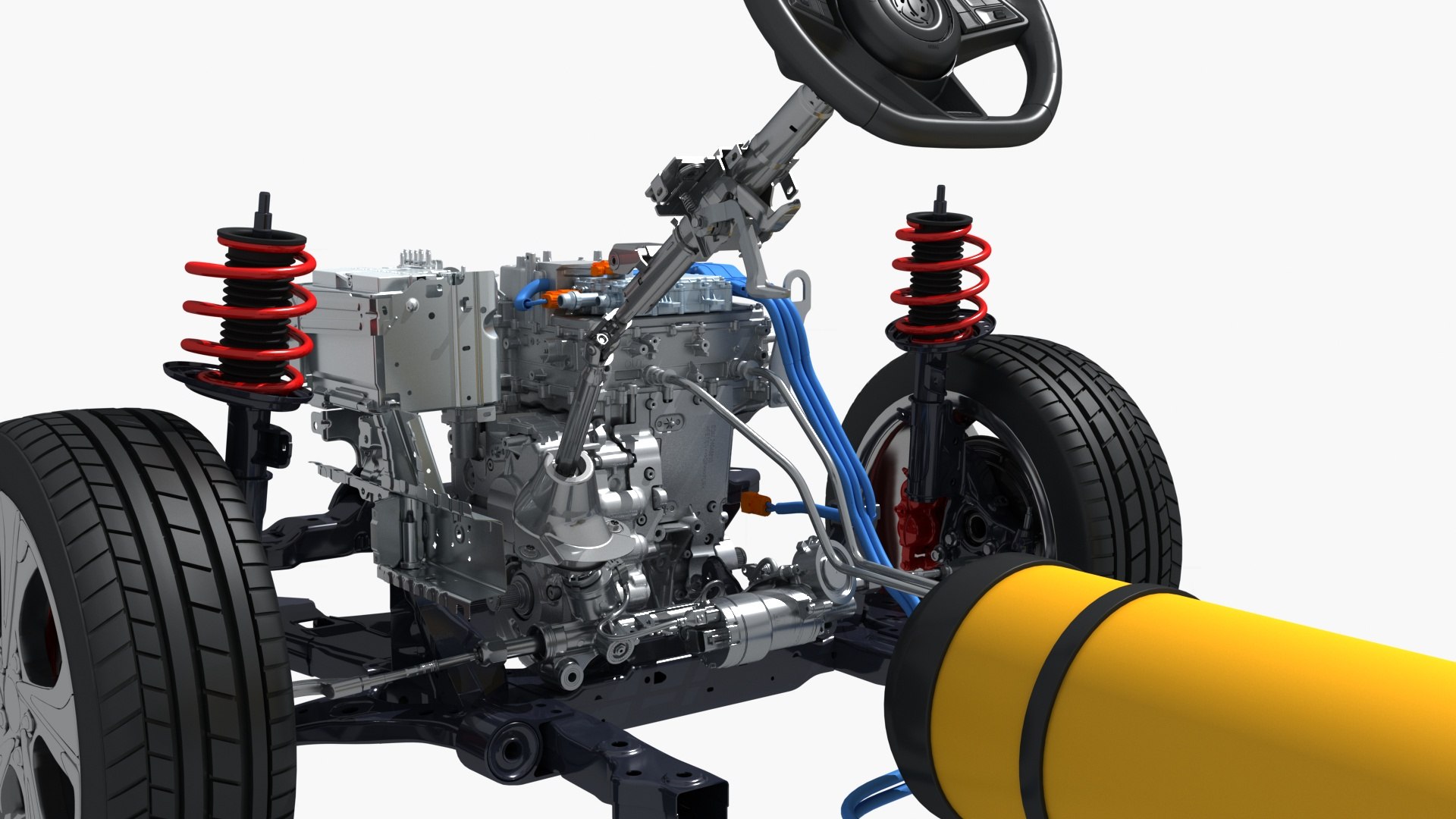 Electric Car Chassis X-Ray and Hydrogen Car Chassis X-Ray 3D ...