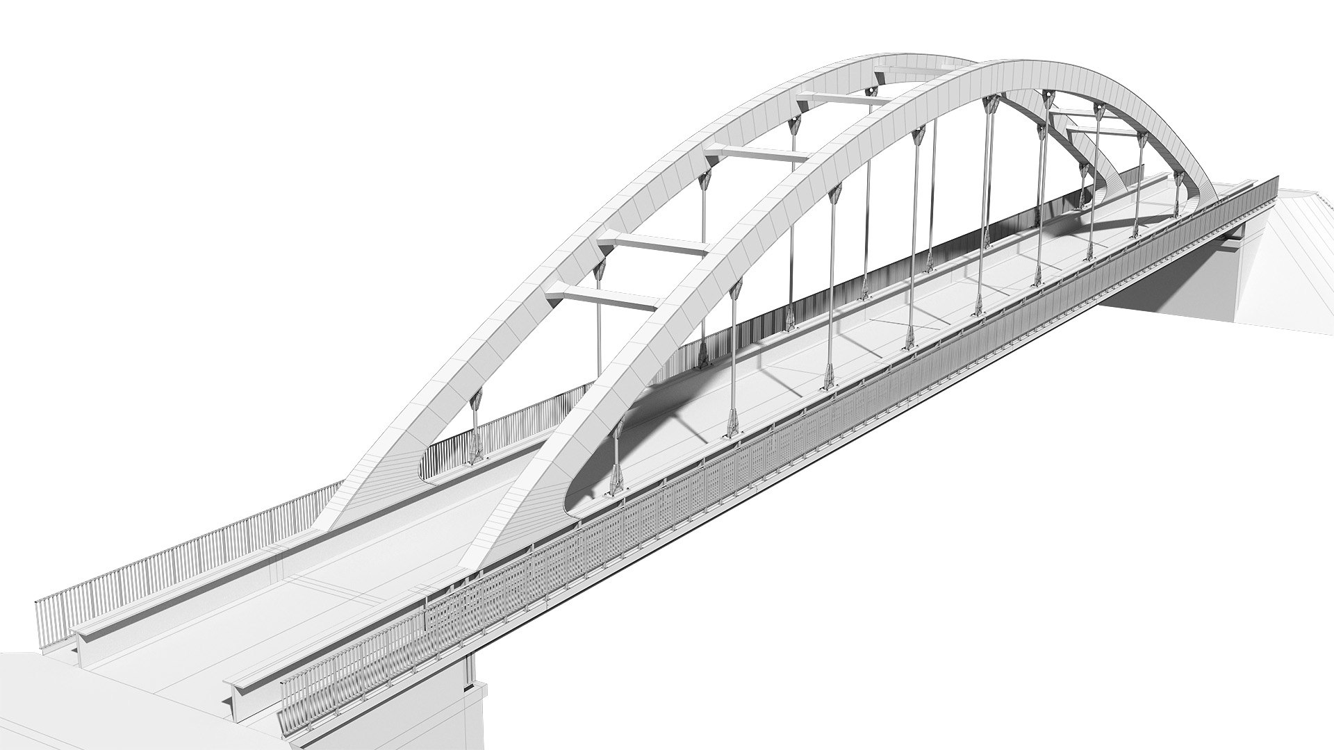 Metal Arch Bridge Over A Highway With Pedestrian Areas 3D Model ...