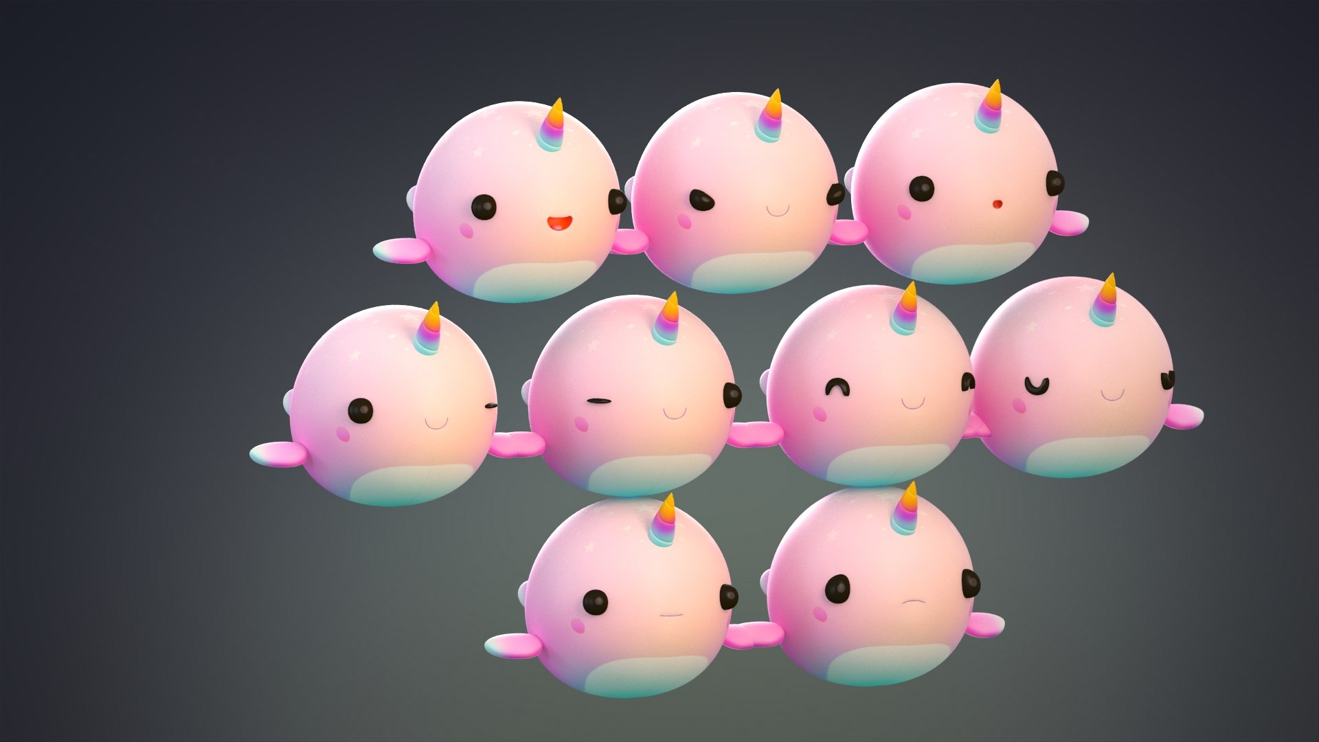 3D cute cartoon narval - TurboSquid 1508777