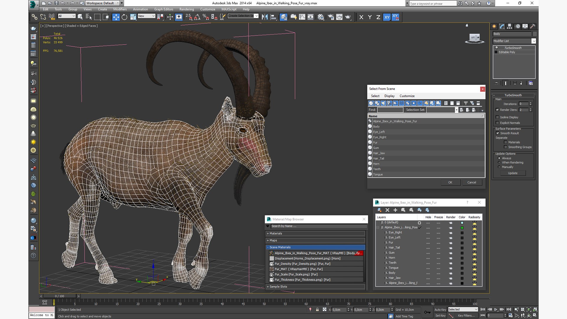 Alpine Ibex In Walking Pose Fur Model - TurboSquid 2219811
