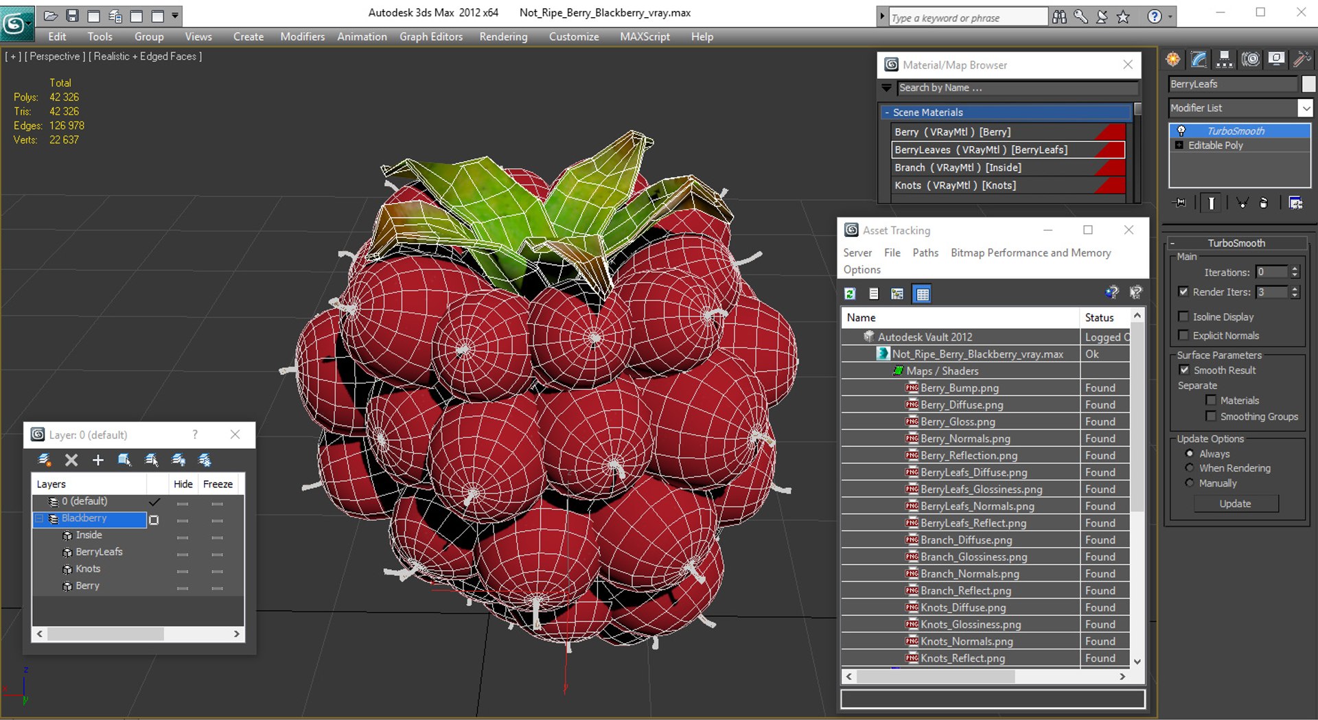 Ripe Berry Blackberry 3D Model - TurboSquid 1379911