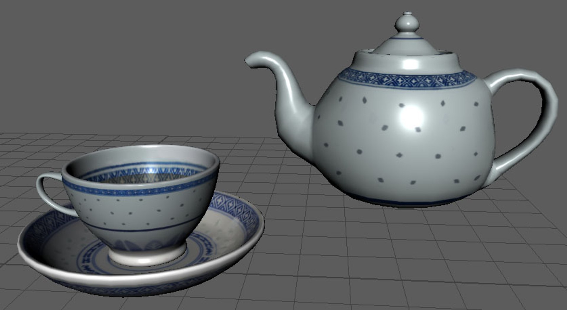 3d chinese tea set