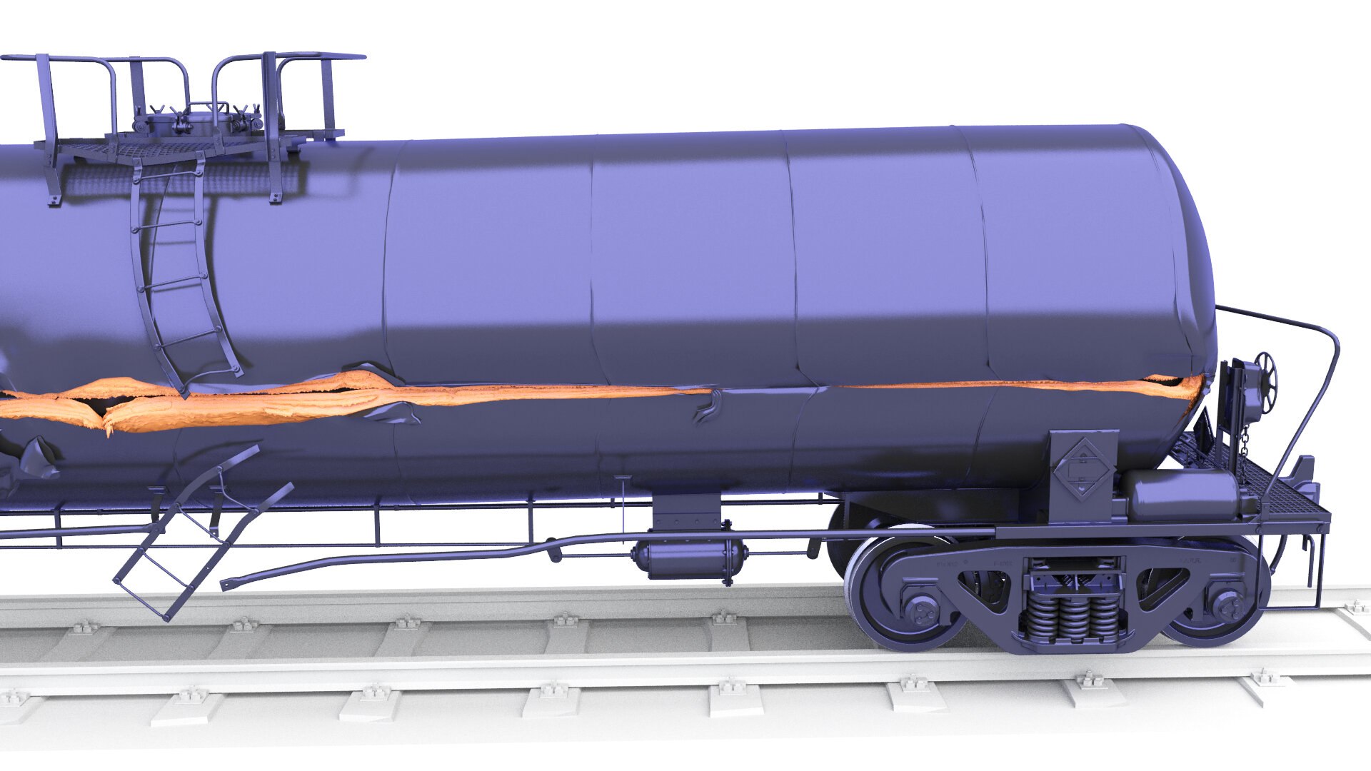 3D Damaged Oil Tank Car Railcar 32 - TurboSquid 1992905