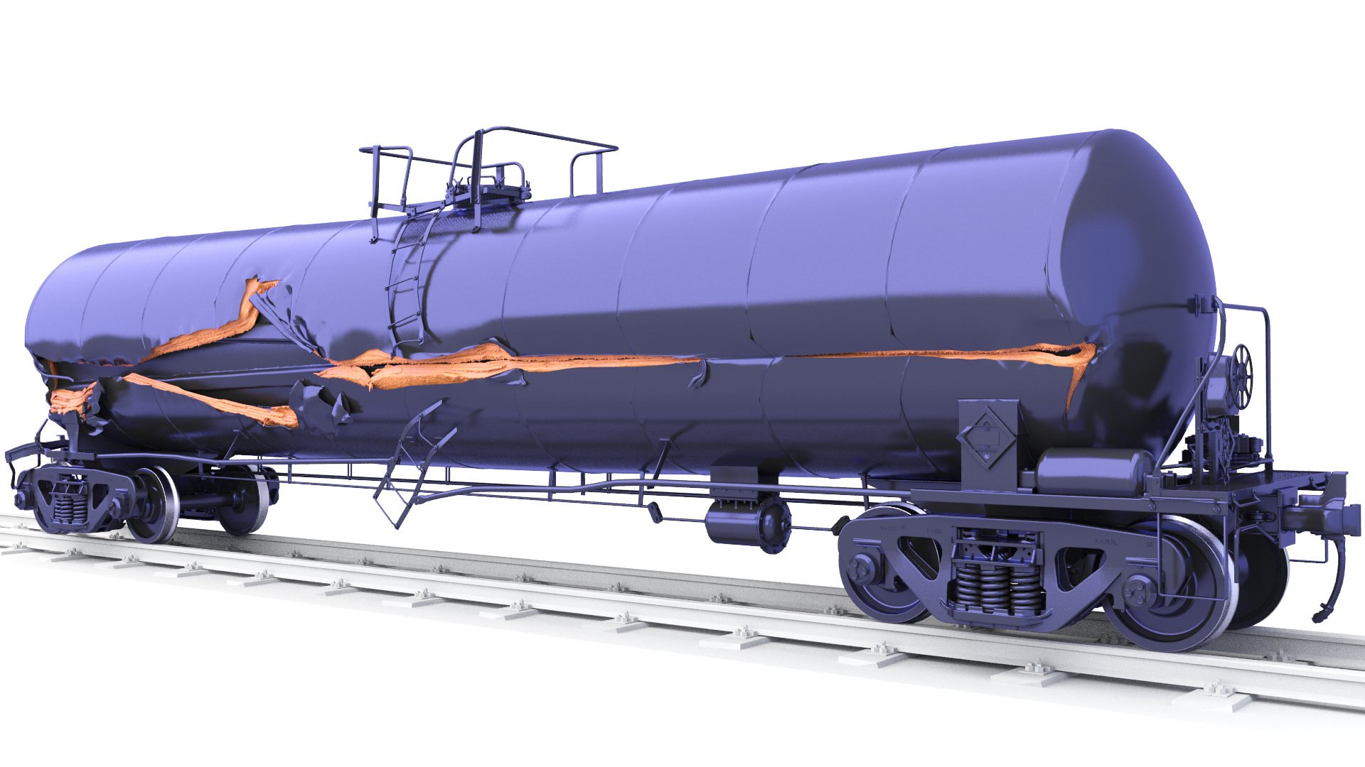 3D Damaged Oil Tank Car Railcar 32 - TurboSquid 1992905
