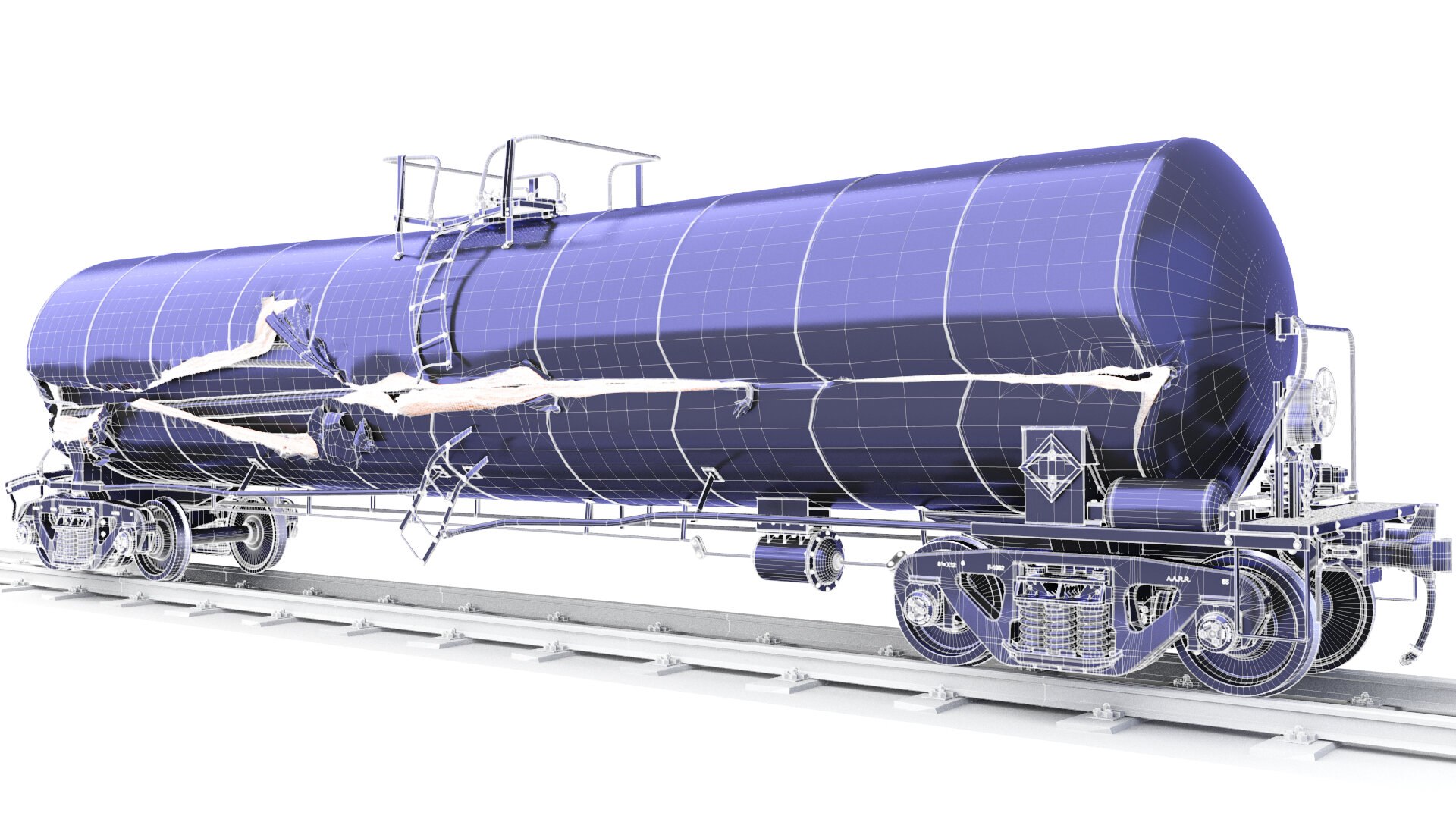 3D Damaged Oil Tank Car Railcar 32 - TurboSquid 1992905