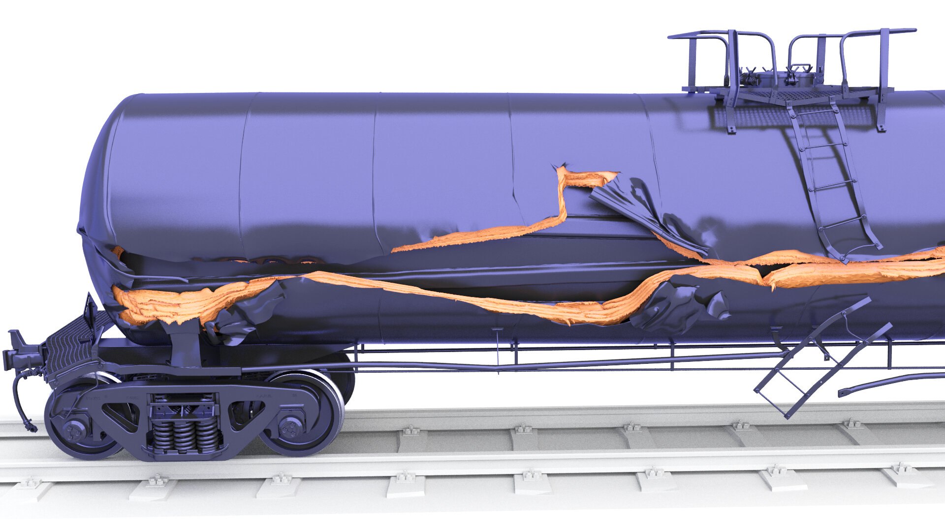 3D Damaged Oil Tank Car Railcar 32 - TurboSquid 1992905